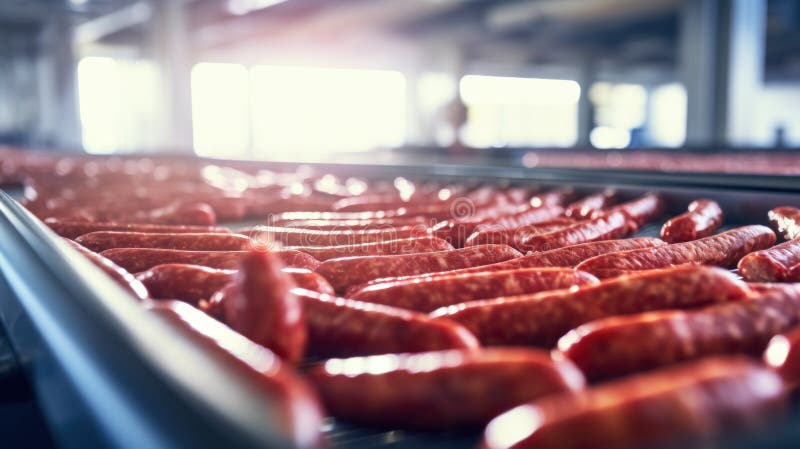 Meat-packing Plant Sausage Production, Conveyor Stock Image - Image of ...