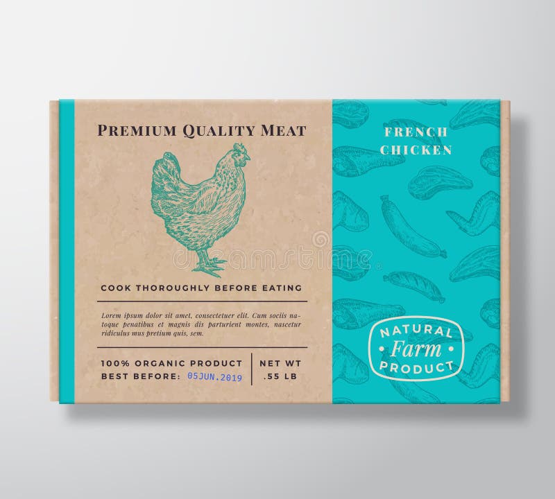 Meat Pattern Realistic Cardboard Box Container. Abstract Vector ...