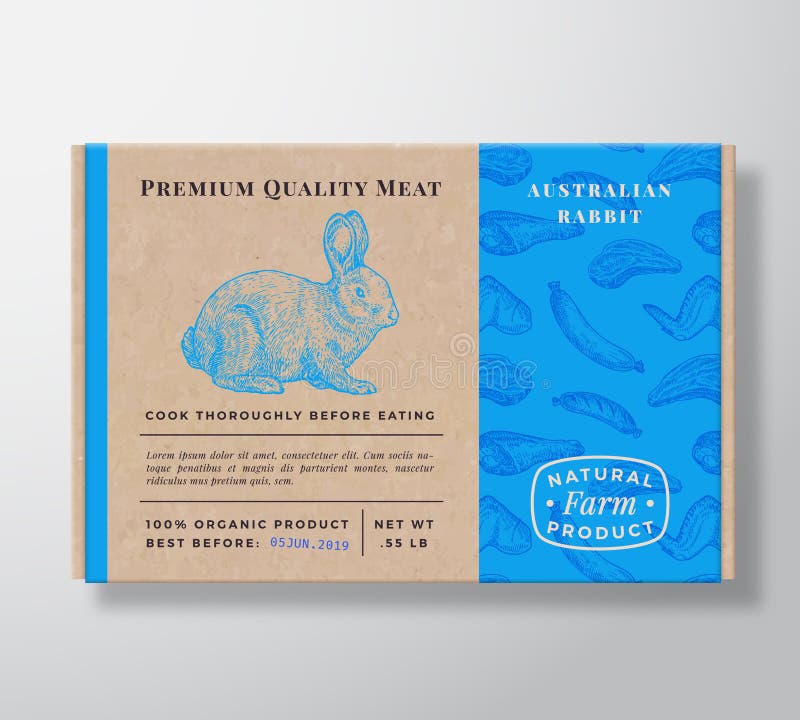 Meat Pattern Realistic Cardboard Box Container. Abstract Vector ...