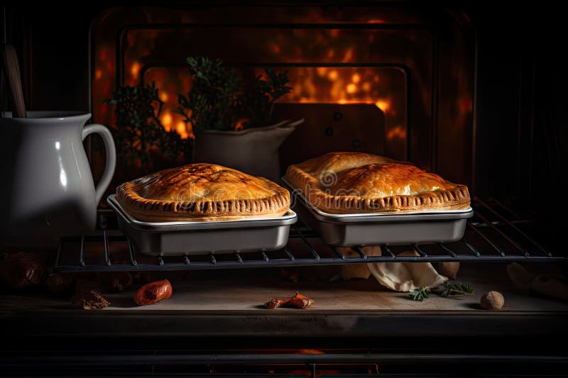 Meat Pie Baking in the Oven, Filling the Kitchen with Warm and ...