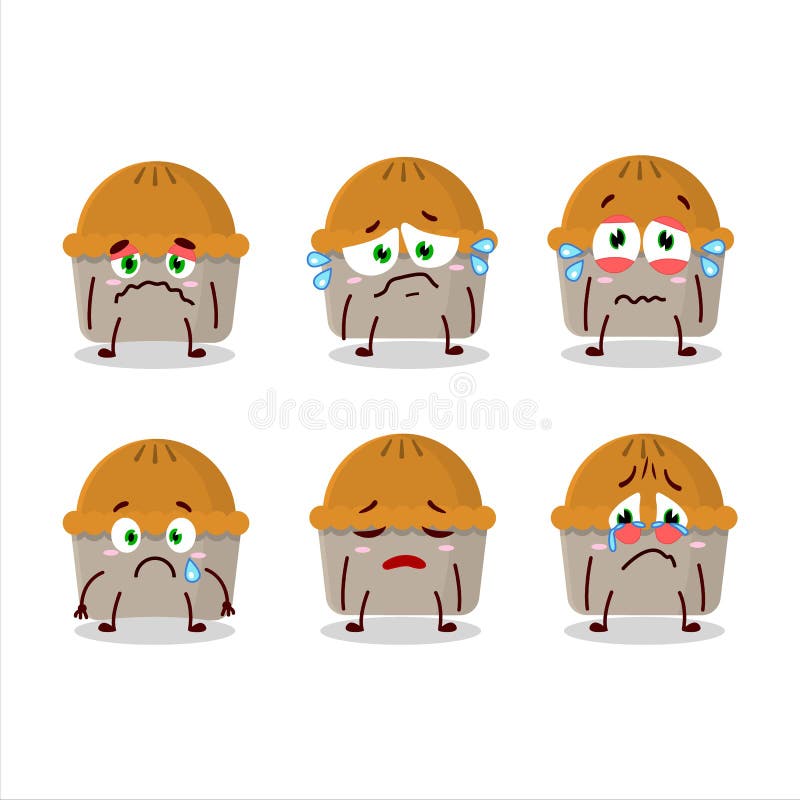 Meat Pie Cartoon Character with Sad Expression Stock Vector ...