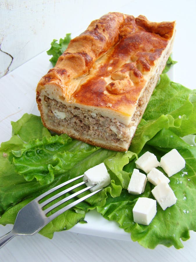 Meat pie with cheese stock image. Image of food, still - 50095247