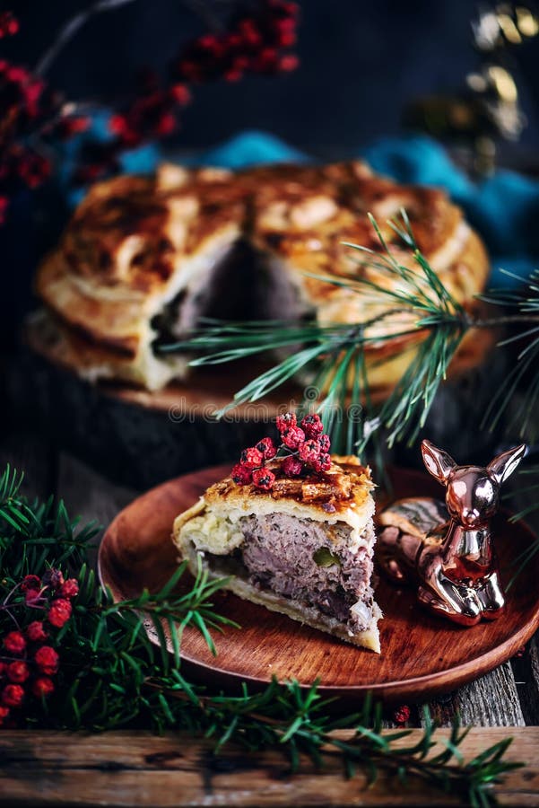 Meat Pie with Different Types of Meat. Rustic Style Stock Image - Image ...