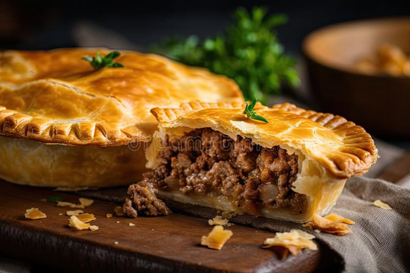 Meat Pie with Flaky Crust and Golden Brown Fillings Stock Image - Image ...
