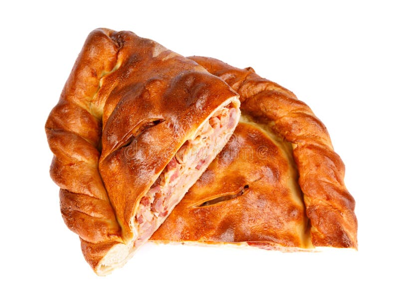 The Meat Pie is Isolated on a White Background. Village Meat Pie Stock ...