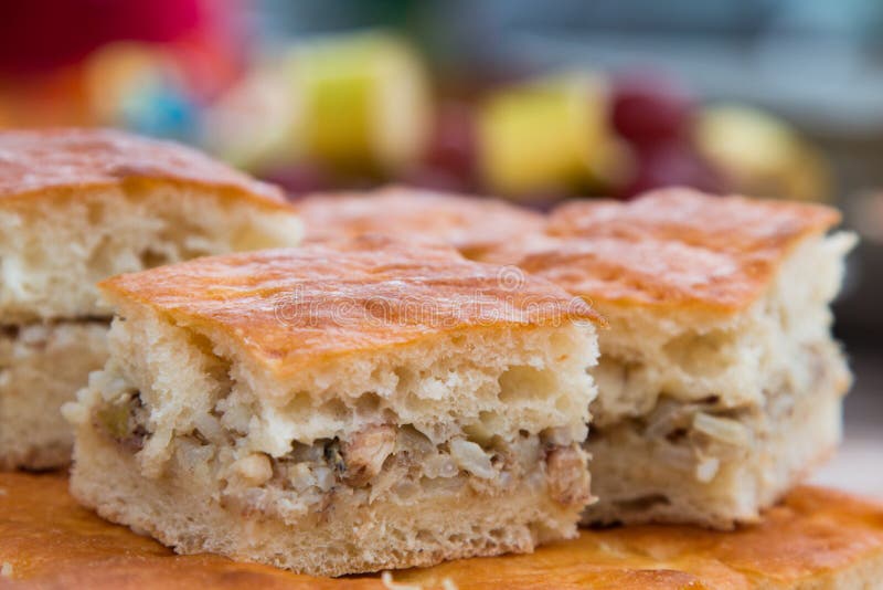 Meat Pie. Pie Dough. the Filling is Rice and Meat. Side View Stock ...