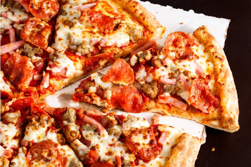 Meat Pizza stock image. Image of pepperoni, carryout - 93652323