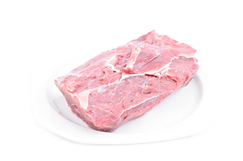 Meat on plate stock image. Image of food, meal, uncooked - 98280779