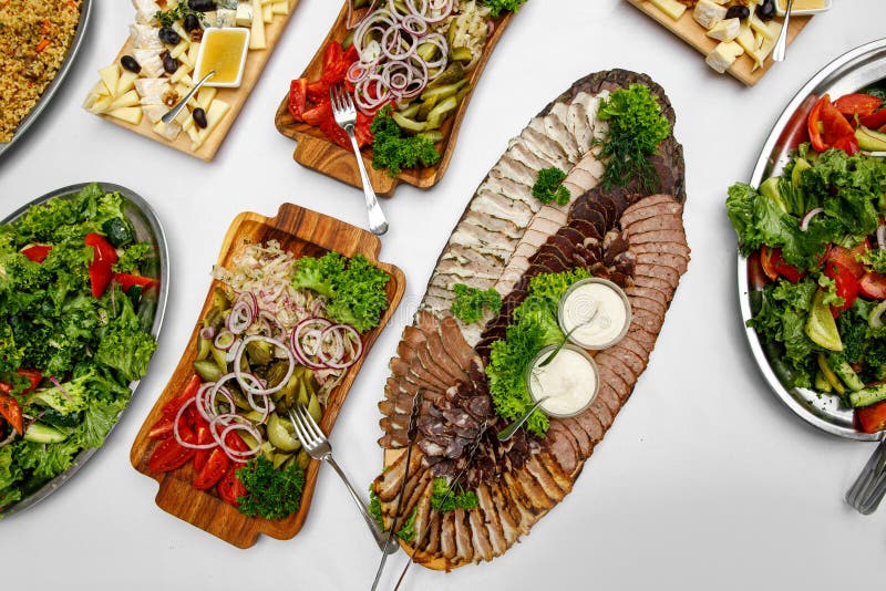 Meat Plate with Other Snacks on the Table Stock Image - Image of deli ...