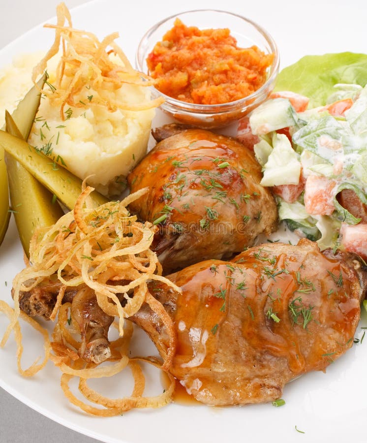 Meat plate with potatoes stock image. Image of prepared - 13478443