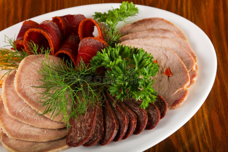 Meat plate stock image. Image of roast, pork, sauce - 119826841