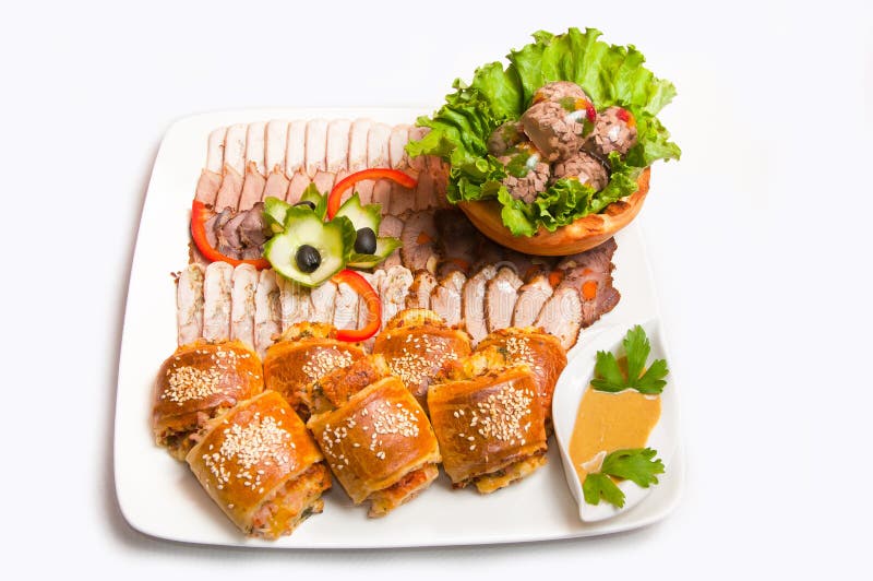 Meat Platter Served in Restaurants and Cafes Stock Image - Image of ...