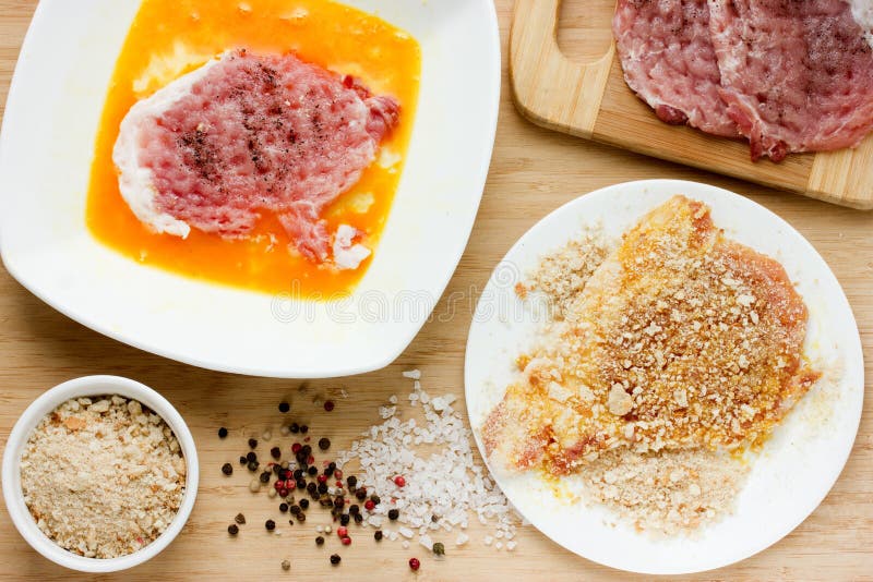 Meat Pork Chop Cutlets Cooking Process Stock Photo - Image of fresh ...