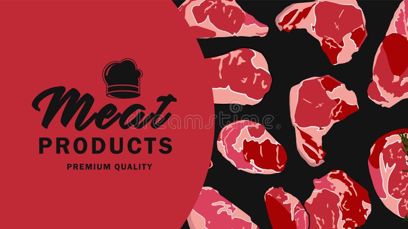 Meat Poster. Steakhouse Placard with Place for Text Restaurant Poster ...