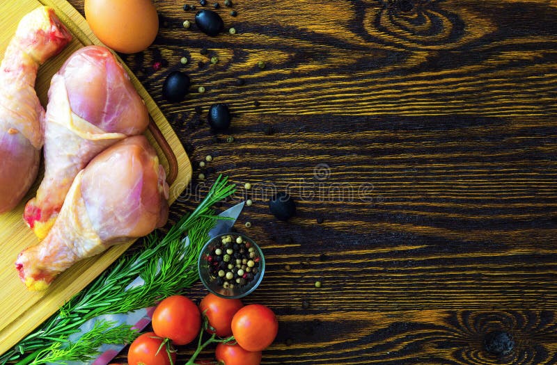 Meat, poultry. stock image. Image of green, color, dill - 64817359