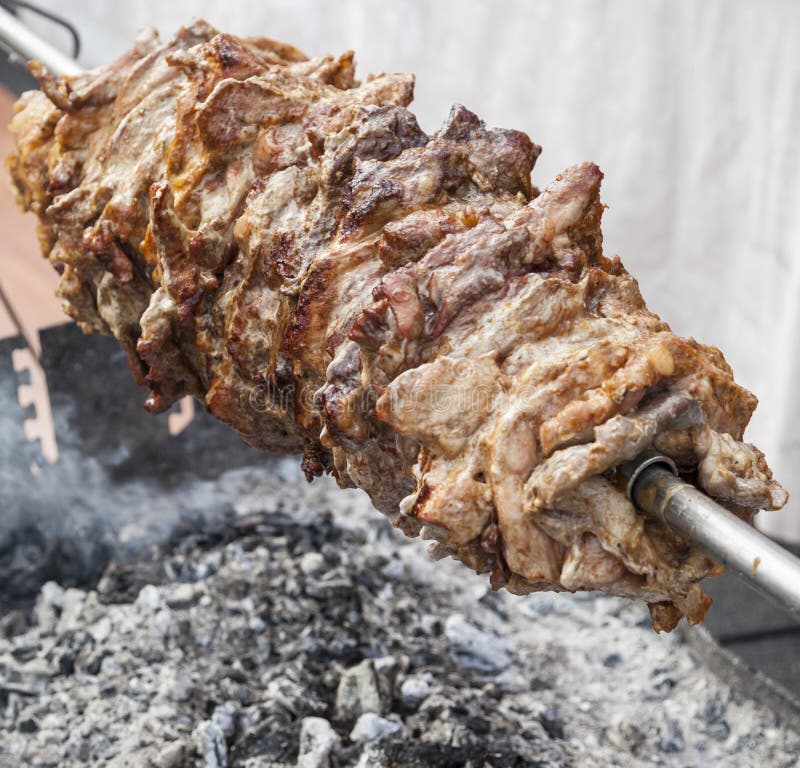Meat prepared outdoors stock image. Image of kebab, roasted - 45800311