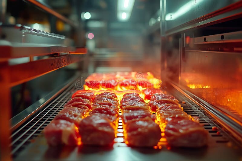 Chicken Fillet Production at a Meat Processing Plant during Evening ...