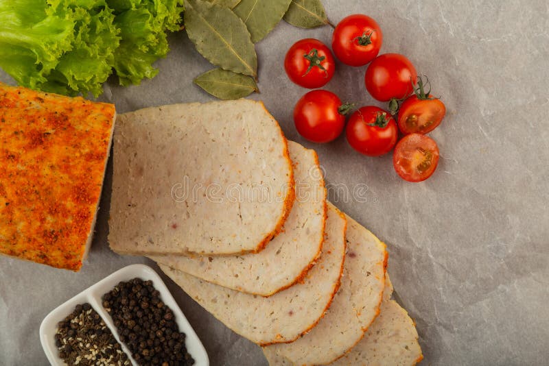 Meat Product in the Form of Bread with Spices and on Baking Paper ...