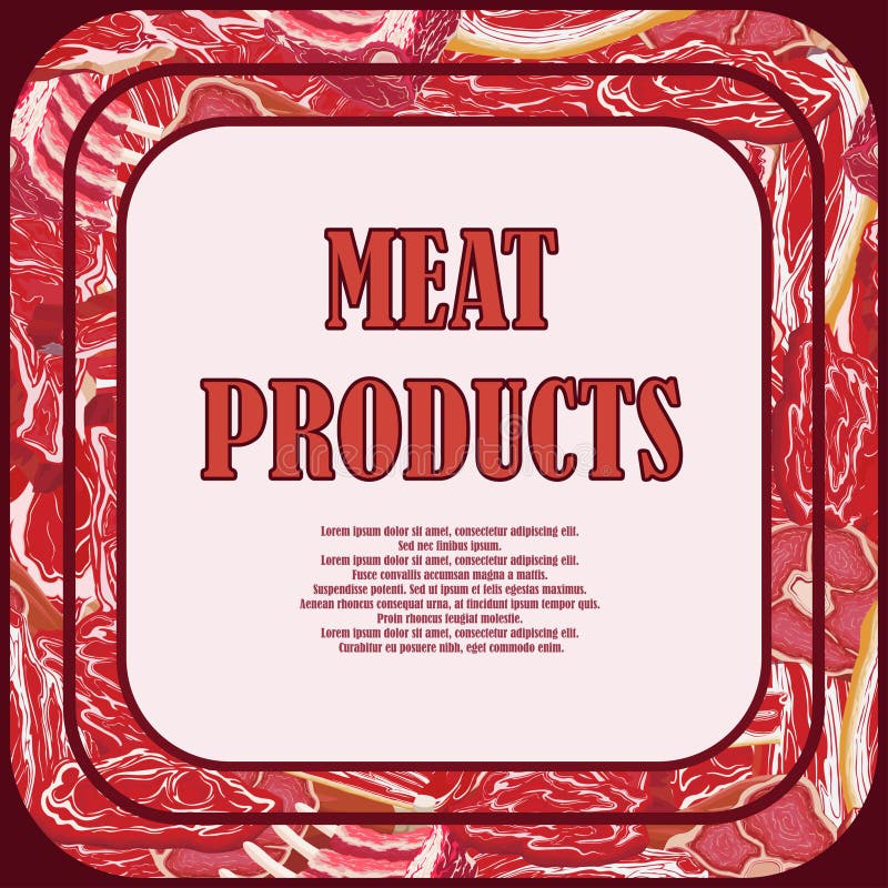 Meat Products Drawn in the Form of a Frame Stock Illustration ...