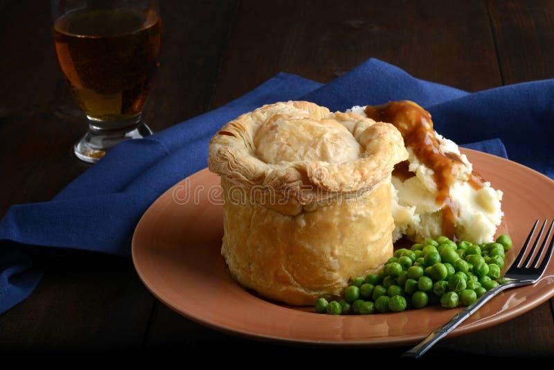 Meat Pub Pie With Mashed Potato And Gravy Stock Photo - Image of plate ...