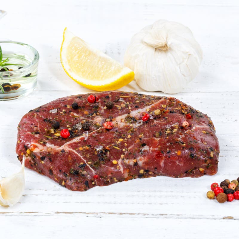 Meat Raw Beef Steak Square Wooden Board Stock Photo - Image of food ...