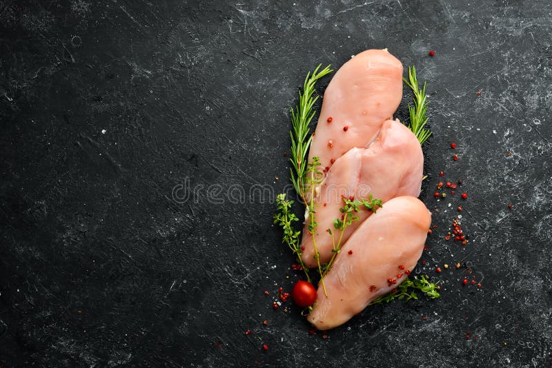 Meat. Raw Chicken Fillet with Spices. Top View Stock Image - Image of ...