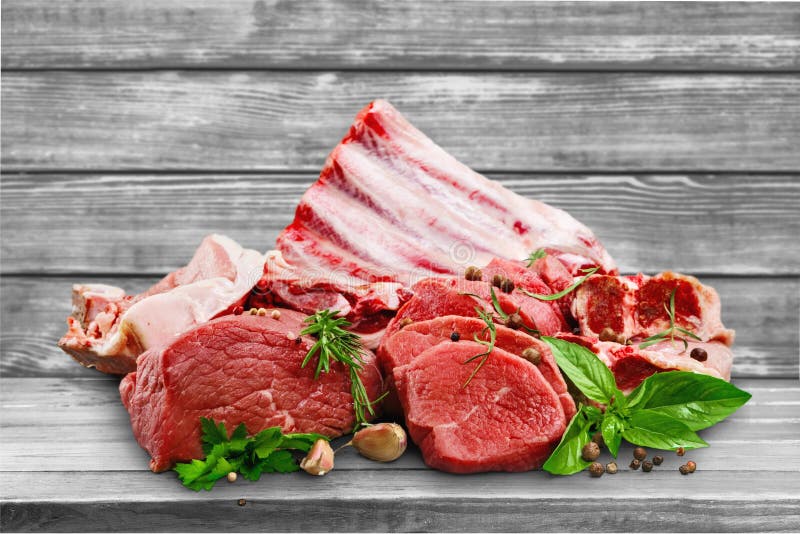 Raw Meat Slices on Background Stock Photo - Image of butchery, roast ...