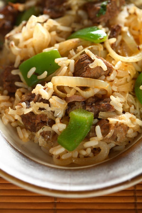 Meat with rice and pepper stock image. Image of nutritious - 1934777