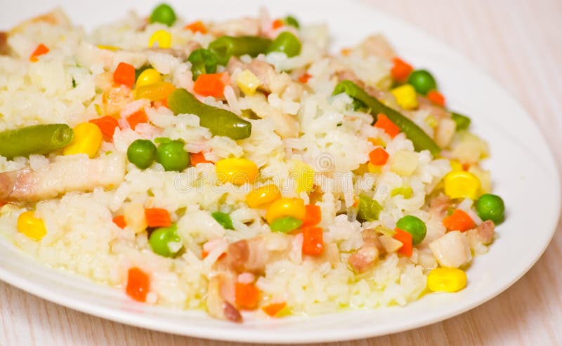Meat with Rice and Vegetables Stock Image - Image of appetizing ...