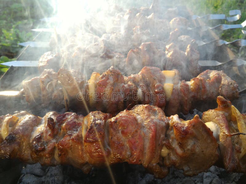 Meat, roasted on the fire stock photo. Image of roasted - 78214384