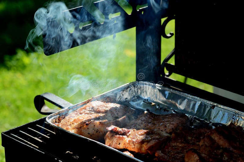 Meat is Roasted on the Grill Stock Image - Image of roast, fire: 33509949