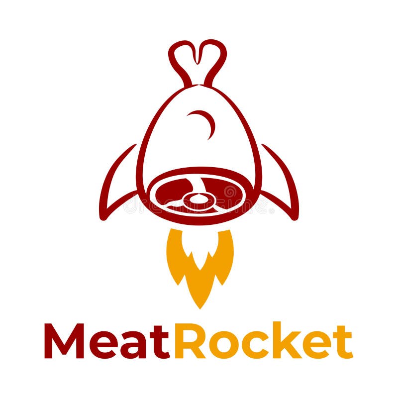Meat Rocket Minimalist Logo Design Stock Illustration - Illustration of ...