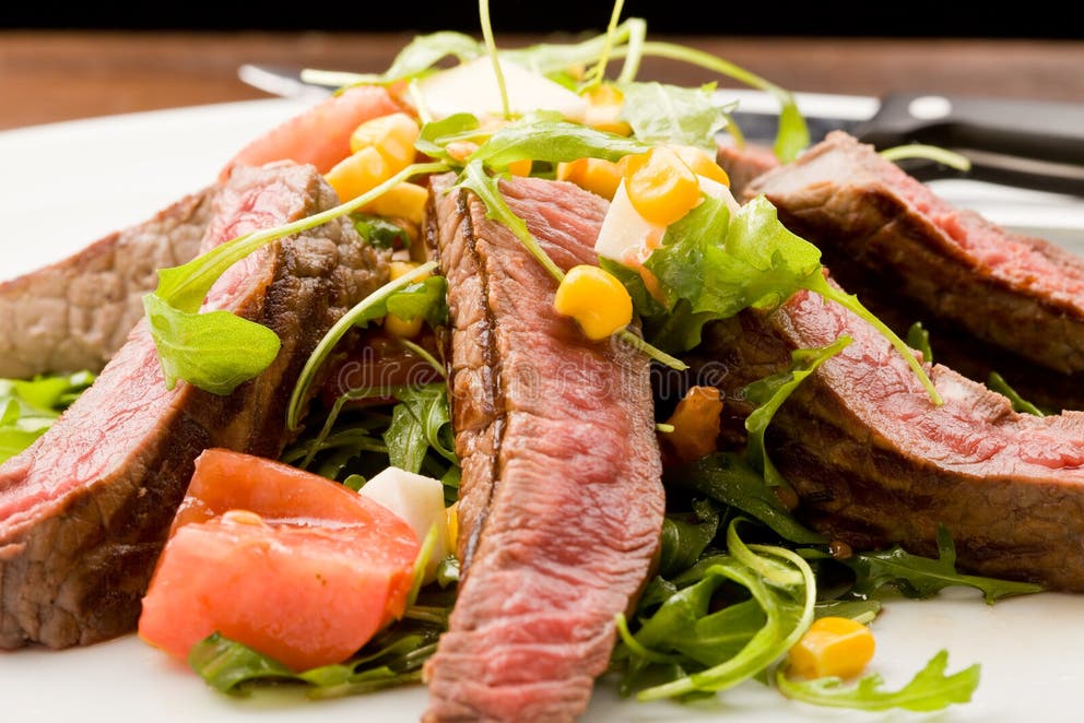 Meat with Rocket salad editorial image. Image of meat - 18835435