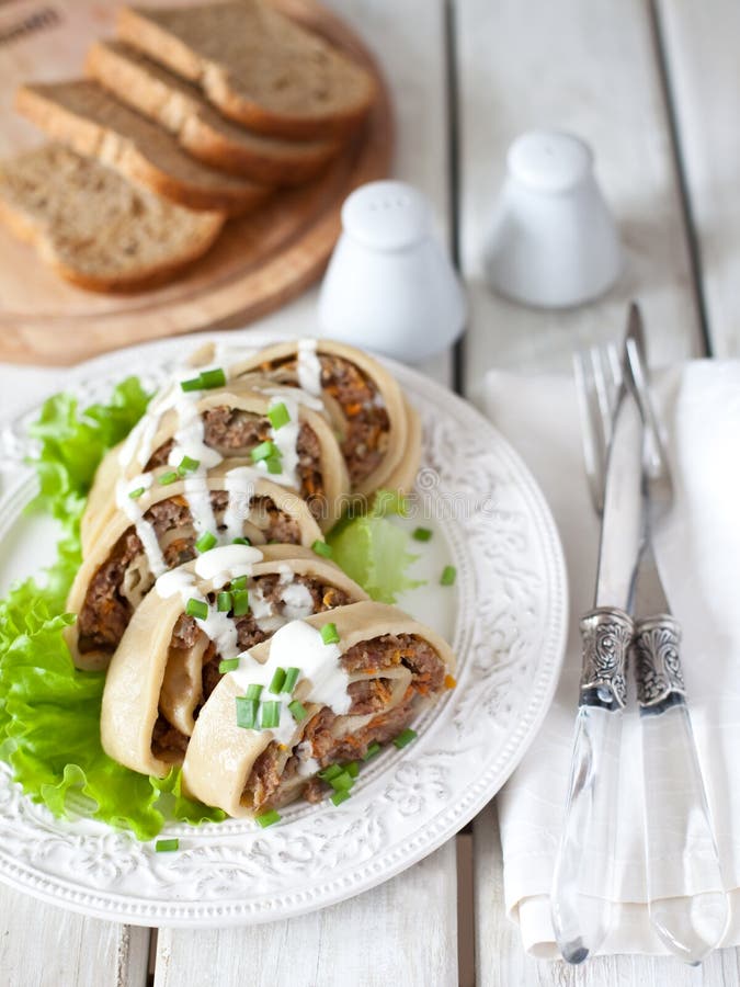 Meat roll stock image. Image of meal, breakfast, steam - 29316091