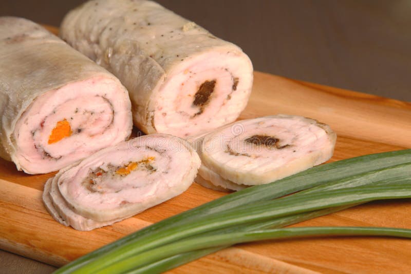 Meat roll stock photo. Image of lettuce, board, holiday - 33445420