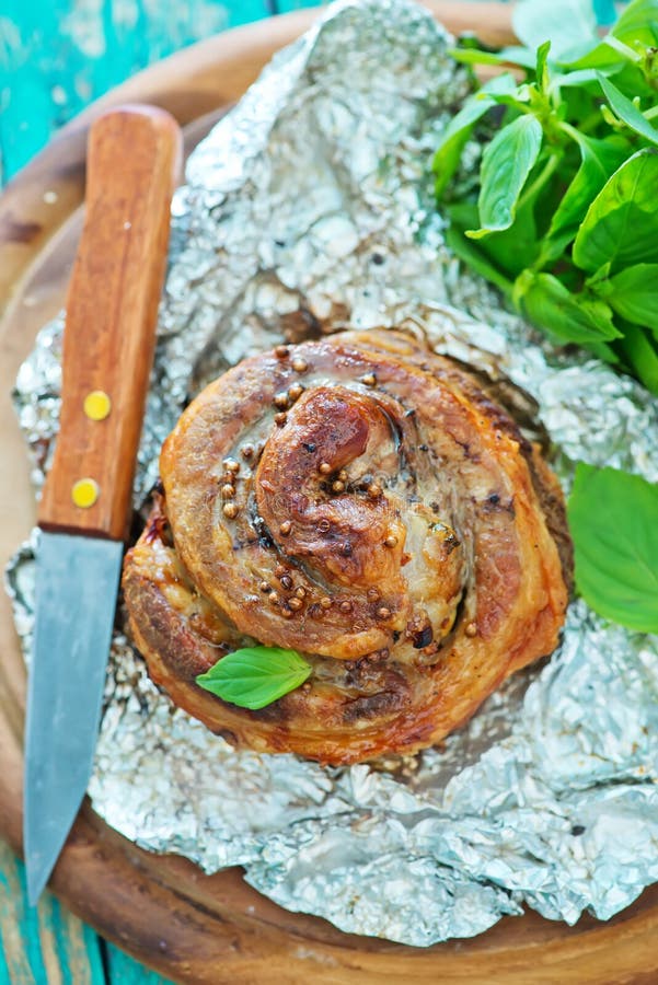 Meat roll stock image. Image of poultry, dish, lunch - 56598943