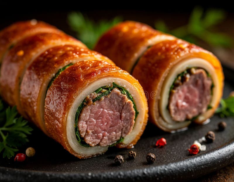Meat Rolls. Generated by AI. Stock Illustration - Illustration of rolls ...
