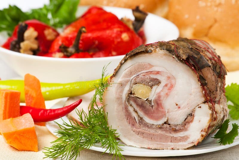 Meat roulette stock image. Image of bowl, brown, dill - 22104135