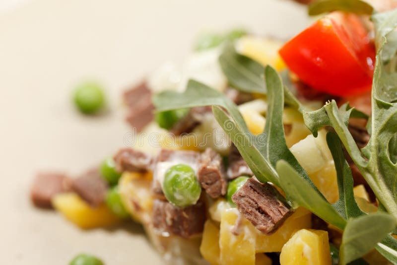 Meat salad stock photo. Image of tomato, peas, dinner - 24169414