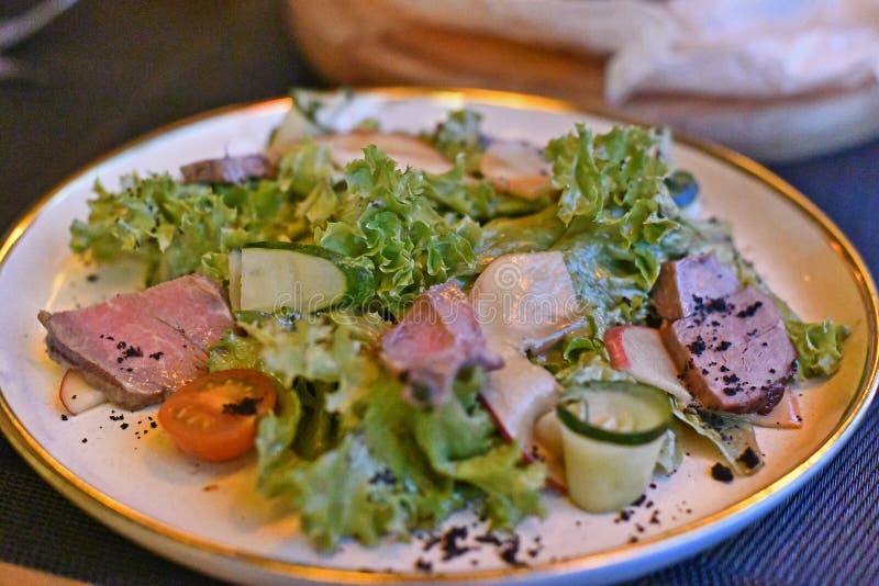 Meat Salad, a Cold Dish Consisting Stock Photo - Image of cooking ...