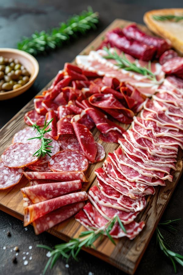 Meat Sausage Cut on a Plate. Selective Focus Stock Illustration ...