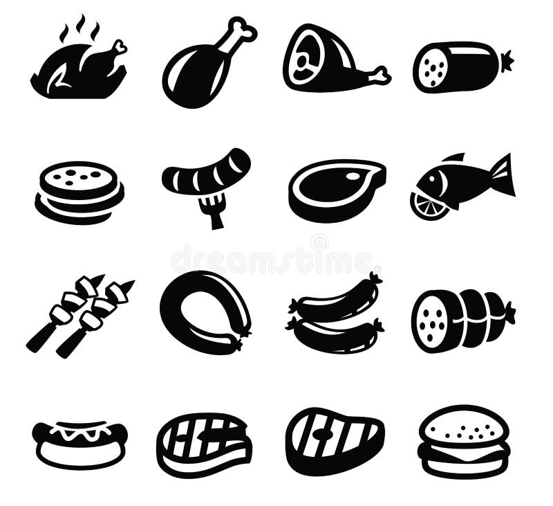 Meat and sausage icons stock vector. Illustration of background - 33148522