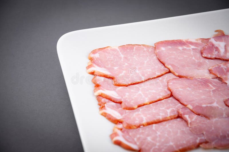 Meat Sliced in a Rectangular Shape on a Light Background Stock Photo ...
