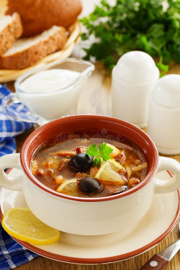 Meat solyanka- stock image. Image of prepared, lemon - 47940533