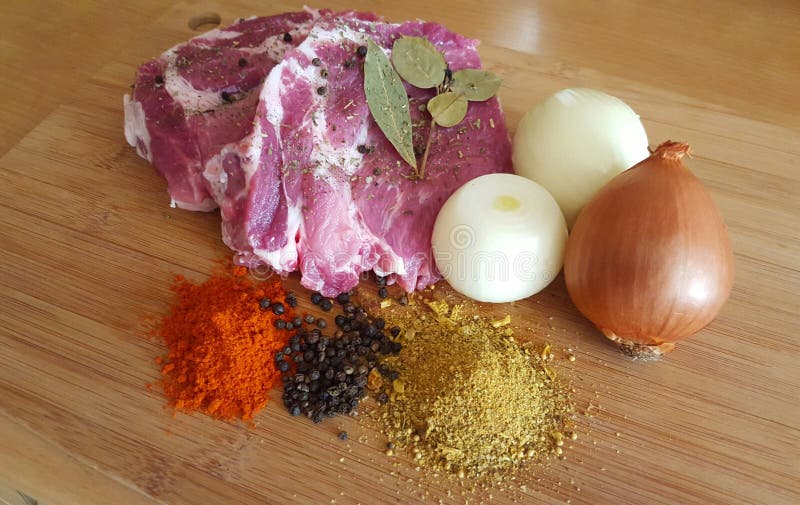 Meat and spices stock image. Image of leaf, delicious - 92218563