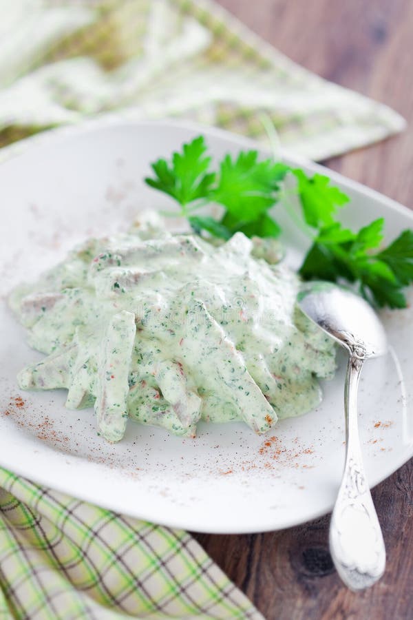 Meat in spicy yogurt sauce stock photo. Image of vegetable - 25628094