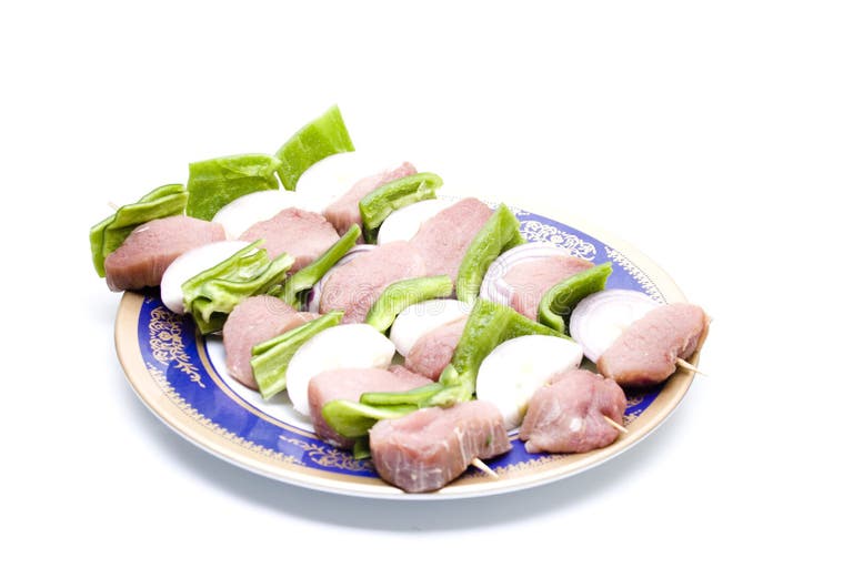 Meat Spit with Vegetabeles stock photo. Image of plate - 30596140