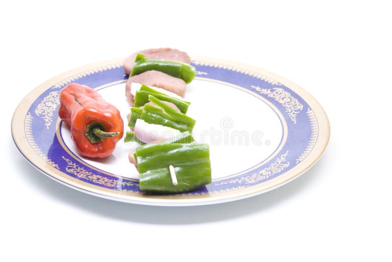 Meat Spit with Vegetables stock photo. Image of bell - 30922144