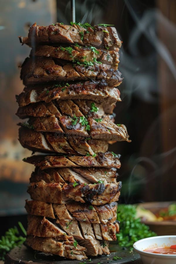 Meat Stack Table stock photo. Image of event, cafeteria - 375005838
