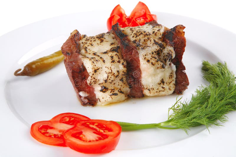 Meat steak and cheese stock image. Image of green, loin - 14728469